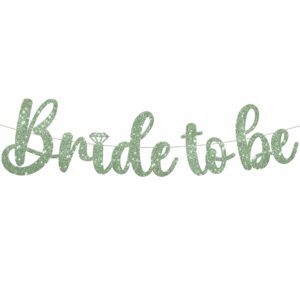 katchon, sage green glitter bride to be banner - 10 feet, no diy | bride to be sign for bride to be decorations | bridal shower banner for bridal shower decorations | bachelorette party decorations