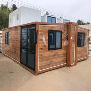 fast build folding double wings rooms expandable prefab container house with 2/3 bedrooms and bathroom