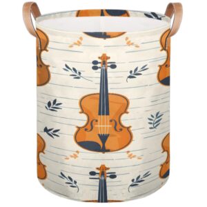 custom round collapsible laundry baskets violin leaves customized large toy basket personalize hamper dorm bathroom playroom room decor 16x20.8 inch