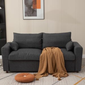 Panana Loveseat Sofa 2 Seater and 3 Seater Modern Couch, Fabric Couch with Under Storage Seat Cushion,Track Armrest, Comfy Couches for Small Spaces, Living Room (Dark Gray Linen Fabric, 2 Seater)