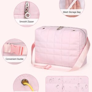 Aeelike Yarn Waist Bag, Portable Yarn Crossbody Bag Small Yarn Storage Bag for Holding Yarn Crochet Hooks Knitting Needles, Lightweight & Easy to Carry Yarn Bag, Pink