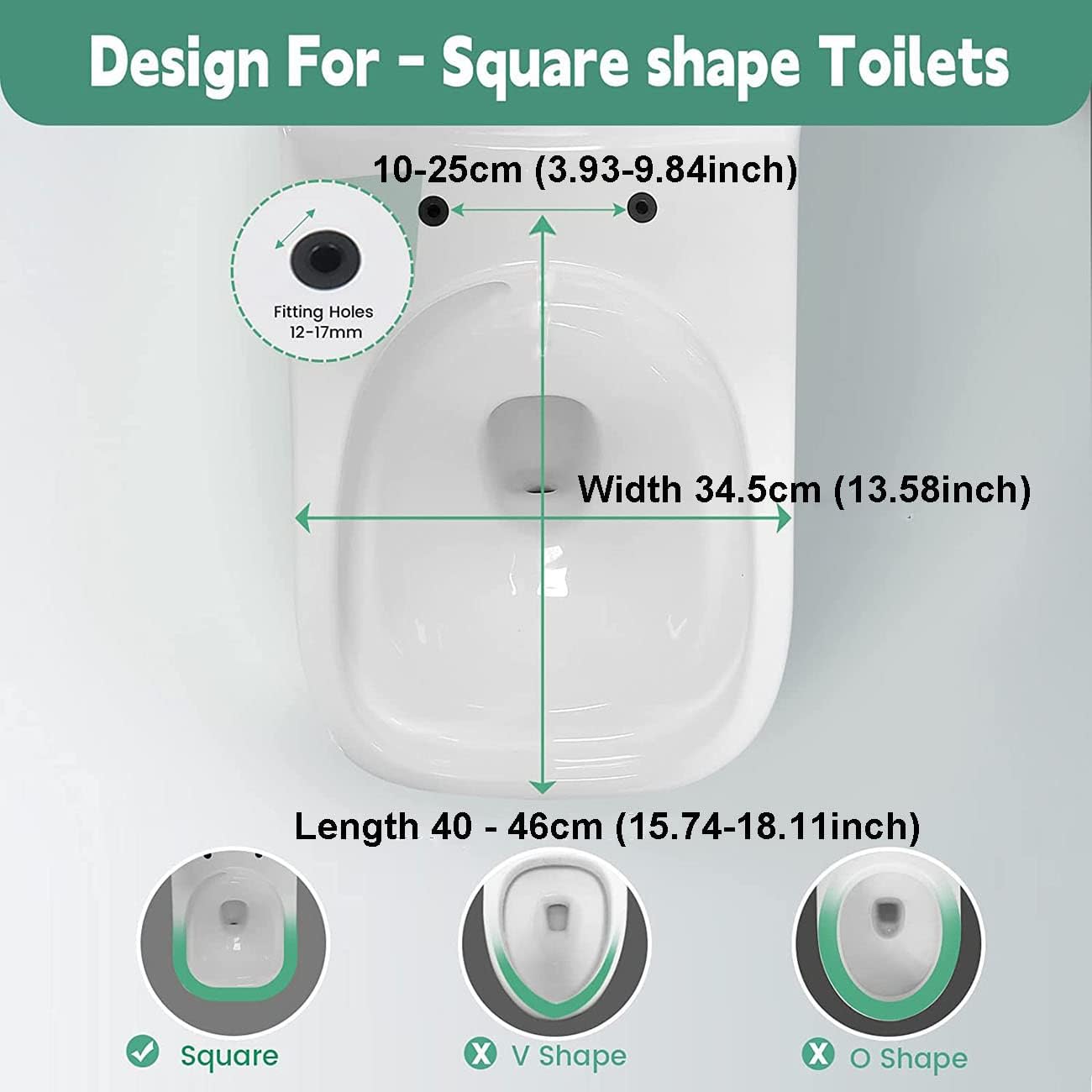 DFEDHF Square Toilet Seat Soft Close Toilet Seat Quick Release for Easy Cleaning, Loo Seat Top Fix Easy Installation with Adjustable Hinges White,03b (03b)