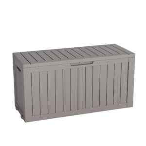 lhbgo 72 gallon deck box lockable resin outdoor storage box waterproof outdoor container for patio furniture cushions, pillow