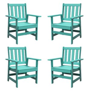 vicllax patio chairs set of 4, green outdoor dining chairs, all weather hdpe outdoor adirondack furniture for lawn, garden, balcony