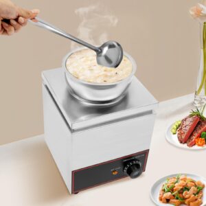 Electric Soup Warmer, 4.2Qt Commercial Food Warmer, Stainless Steel Countertop Soup Pot 86-230°F Adjustable Temp, Bain Marie Warmer for Restaurant, Buffet, Catering