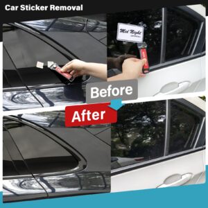 Gomake Plastic Razor Blade Scraper Tool with Blade Container 2PCS Razor Scraper with Extra 100PCS Plastic Blades for Adhesive Labels and Decals Sticker Removal on Car Window Glass Floor (W80)