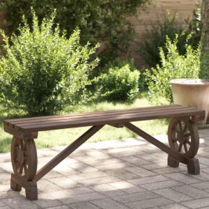 everstro outdoor chairs patio bench 45.3" solid wood fir,sturdy and stylish wagon wheel wooden bench for outdoor use outdoor seating, outdoor furniture