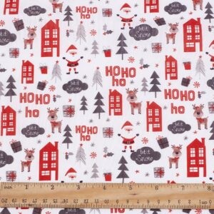 ph pandahall christmas fabric 59 inch wide xmas santa upholstery fabric christmas tree reindeer decorative fabric waterproof cartoon indoor outdoor fabric for gift packing christmas red 1 yard