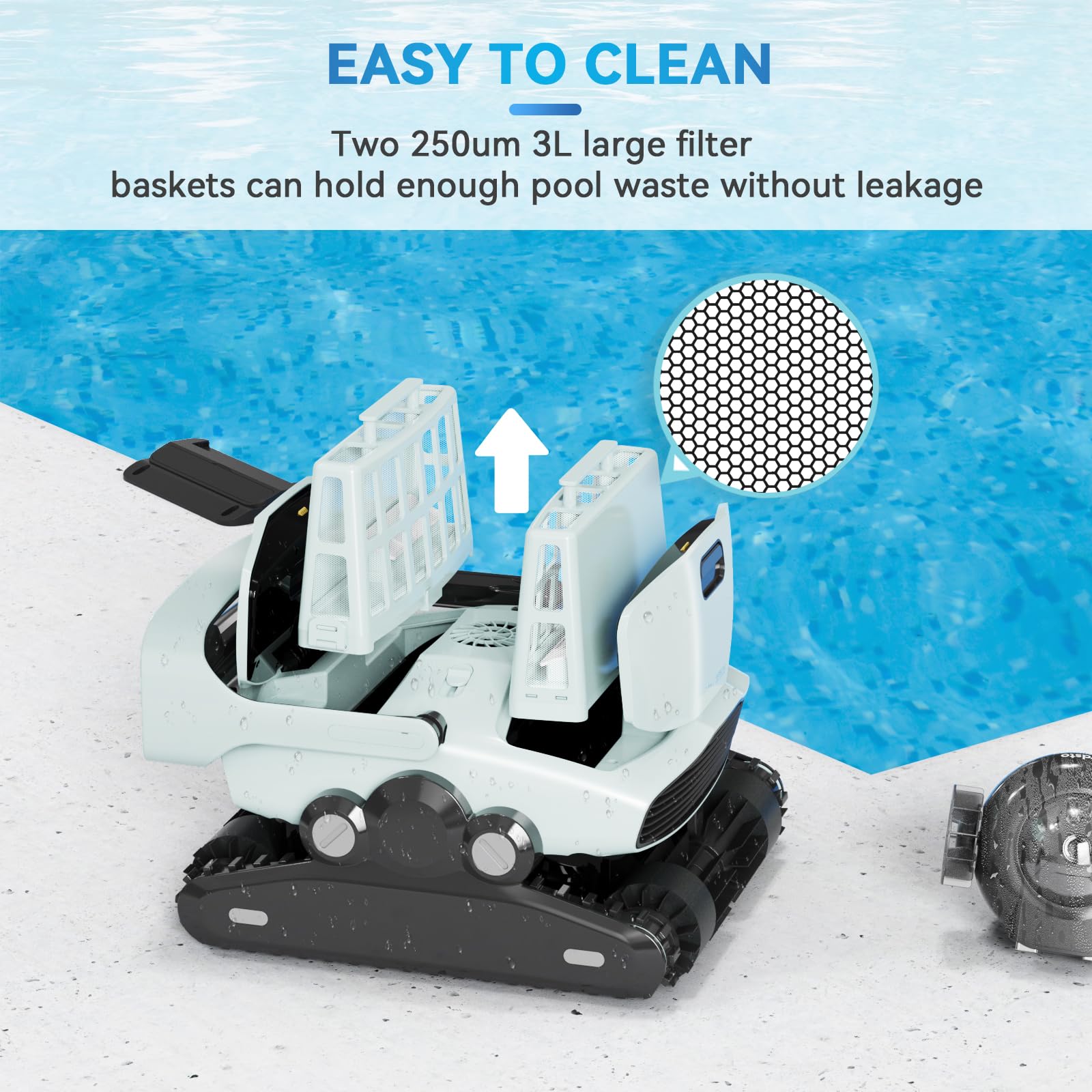 P1 MAX Robotic Pool Cleaner, Automatic Charging Pool Vacuum with APP, Remote Control - Automatic Charging Pool Vacuum - Powerful Triple Roller Brush - Ideal for Above & In-Ground Swimming Pools