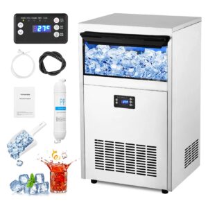 towallmark commercial ice maker machine, 120lbs/24h, 45lbs storage bin, 0.9inch thick ice cube ice machine automatic cleaning function ideal for home, bar, hotel, restaurant