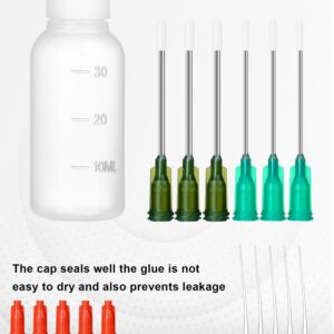 JIBENGAO 2 sizes needle tip squeeze bottle, precision tip applicator bottle with Blunt Needle Tip 14ga 18ga 20ga 25ga, Craft glue bottles for Craft Art Project,Paint Quilling Craft (30, 50 ML)