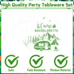 Refavor Camp Bachelorette Party Decorations - 96PCS Camping Bachelorette Plates and Napkins Forks Disposable Mountain Camp Tableware Set Bachelorette Bridal Shower Engagement Party Supplies Serve 24