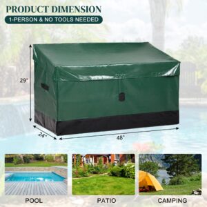 VINGLI 130 Gallon Outdoor Deck Box, Waterproof Storage Box with Sloping Top, Portable Outdoor Container for Patio Furniture Cushions, Garden Tools, Pool Supplies, Green