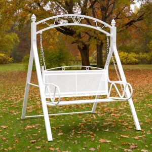 hshbddm patio swing chair outdoor patio swing chairs outdoor porch swing outdoor swing chairs waterproof and sun-proof for patio garden poolside yard white