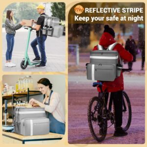 Food Delivery Backpack,Expandable Insulated Hot Pizza Bags for Delivery with 3 Support Boards for Bike,Large Leakproof Food Delivery Bag with Reflective Strip For Uber Eat,Grubhub,Doordash,Catering