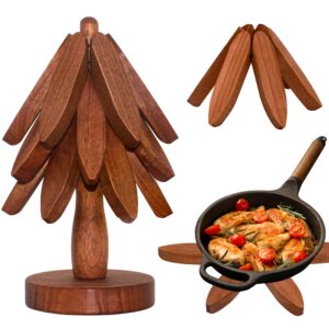 tree coasters, wooden trivets for hot dishes - set of 3 for easy storage - suited for hots/pans/bowl/teapot/hot holders - multifunctional ornaments