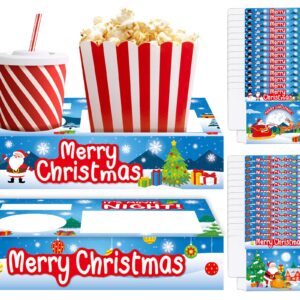 32Pcs Christmas Party Supplies Movie Night Paper Snacks Boxes Xmas Movie Theater Snack Tray Party Decorations Movie Popcorn Drink Holder Set for Christmas Xmas Tree Snowman Birthday Holiday Party