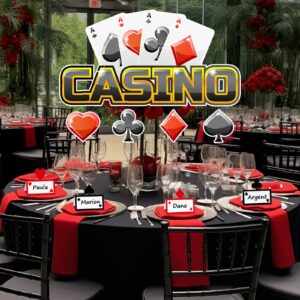 Cinnvoice 48 Pcs Casino Party Table Place Cards Casino Night Decorations Las Vegas Playing Card Seating Name Place Cards Food Tent Cards Party Supplies for Casino Game Themed Birthday Party