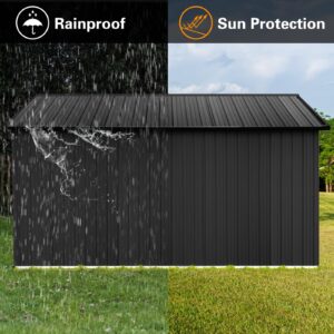 Ball & Cast 10x12 FT Outdoor Storage Shed,Metal Aluminum Waterproof Tool Sheds with Window,Heavy-Duty Sheds Unit w/Door and Vents,for Storing Bicycles,Lawnmowers,Barbeques,Black