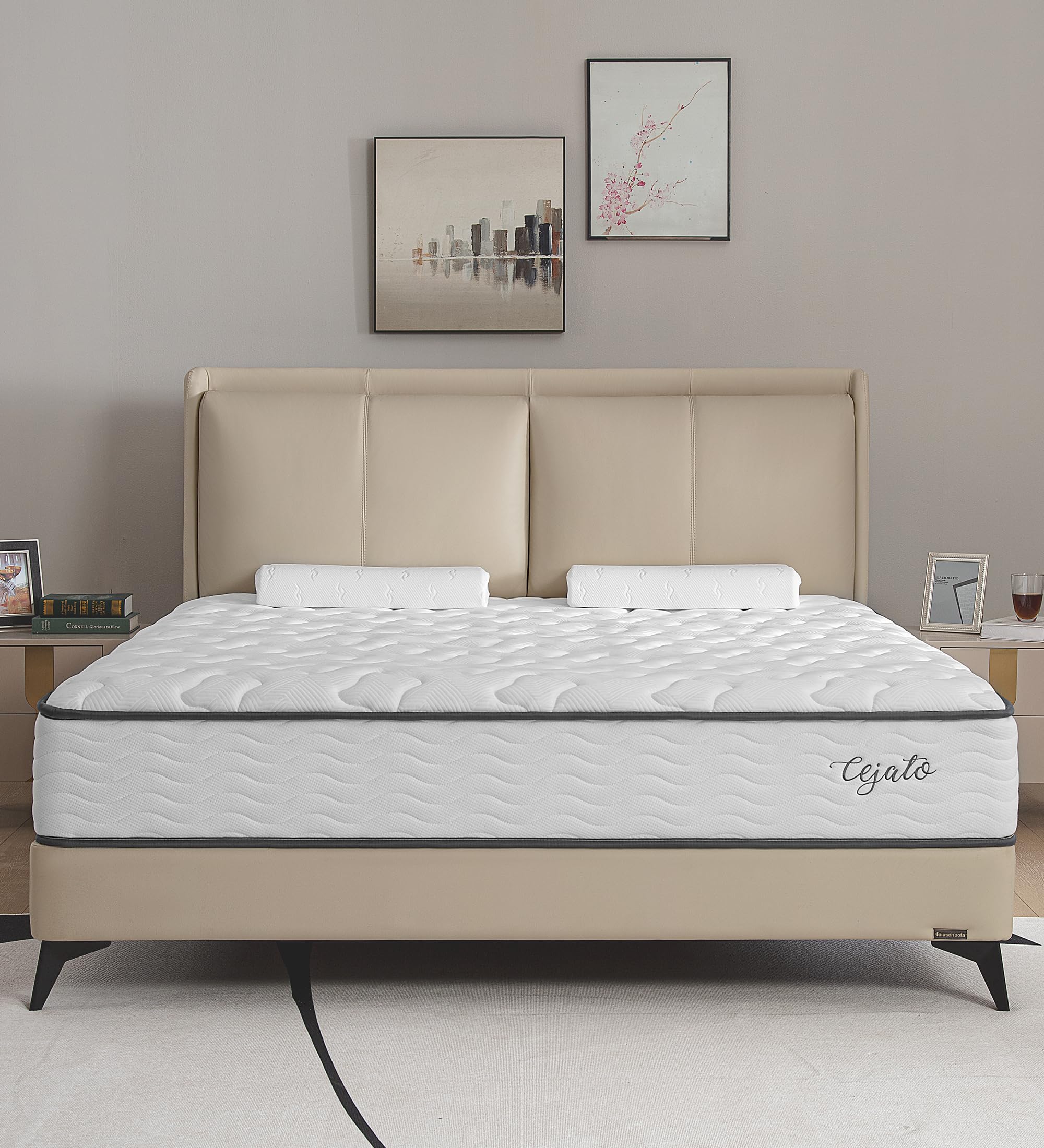 Cejato Queen Mattresses,12 Inch Queen Size Mattress in a Box,Memory Foam Hybrid White Mattress with Provide Support and Improve Sleep Mattresses,Medium Firm,CertiPUR-US.