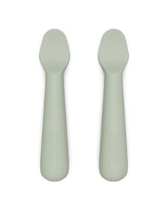 lalo little spoon set - 2 piece baby spoons set for infants & babies - made from food grade silicone dishwasher safe - baby feeding essentials for early stage mealtime - sage