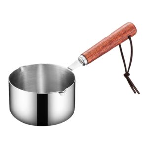 304 stainless steel sauce pan, mini milk warmer pot soup pan,breakfast pot,soup pot with wooden handle small saucepan for butter warmer heating milk cooking sauce