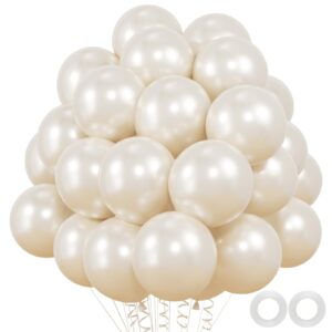 12inch pearl white balloons, 50pcs double -stuffed pearl sand white ivory balloons for wedding birthday bridal shower engagement anniversary party decorations