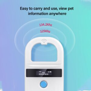 Pet Microchip Reader, Portable Pet Chip Reader Dual Frequency USB Rechargeable Handheld Animal Tag Scanner for Cows Dogs Cats Pigs Animals