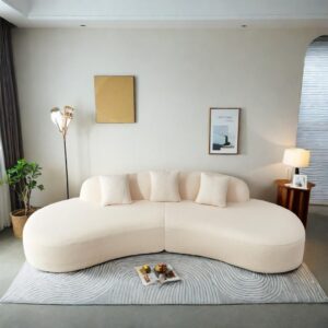 chicfurnit couch, sectional sofa, modern unique curved sectional sofa couch with 5 seats, comfy couch for living room, apartment & office, beige