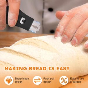 TLPCRKI Bread Lame, Extractable & Magnetic Bread Lame Dough Scoring Tool, Bread Scorer with 5 Razor Blades, Sourdough Scoring Tool for Sourdough Bread baking & Bread Making Tools(Black)