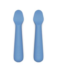 lalo little spoon set - 2 piece baby spoons set for infants & babies - made from food grade silicone dishwasher safe - baby feeding essentials for early stage mealtime - blueberry