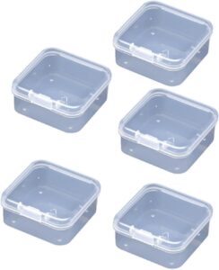 5pcs clear plastic jewelry storage containers, mini square box empty case with lid jewelry boxes jewelry accessories for earplugs, hardware or other small crafts,baskets, bins and containers