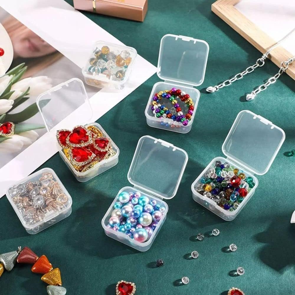 5Pcs Clear Plastic Jewelry Storage Containers, Mini Square Box Empty Case with Lid Jewelry Boxes Jewelry Accessories for Earplugs, Hardware or Other Small Crafts,Baskets, Bins and Containers