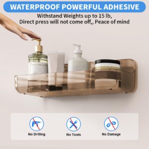 Diesisa 2pc Acrylic Wall Mounted Shower Caddy, Adhesive Shelf, Bathroom Shelves for Wall, Self Adhesive Organizer, No Drilling Hang Walls, with Self Adhesive Tape, for Bathroom, Kitchen, Living Room