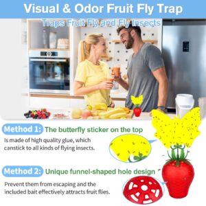 Fruit Fly Trap for Indoors,2024 Upgrade Fruit Flies Gnat Killer with Yellow Sticky Fruit Fly Traps,Safe and Non-Toxic Fruit Flies Traps,Odorless Fly Insect Trap for Home,Kitchen,Plants (Red,2 Pack)