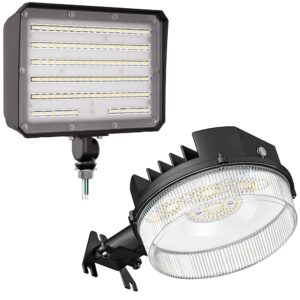 cinoton 42w led barn light and 100w knuckle mount led flood light outdoor 1 pack