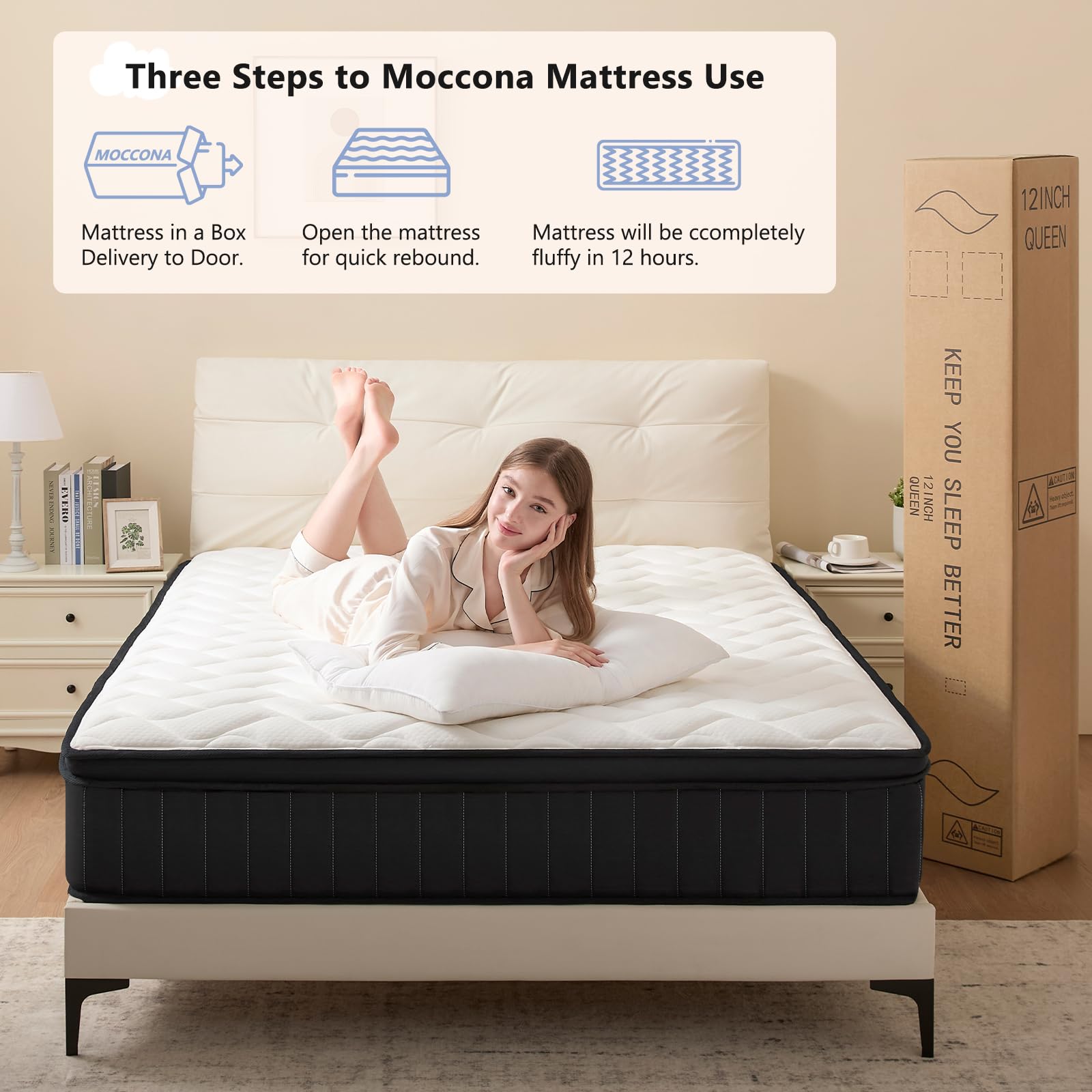 Full Mattress 12 Inch Hybrid Mattress Full with Memory Foam - Mattress in a Box with Individual Pocket Spring - Medium Firm Mattress Sleep Support Pressure Relief CertiPUR-US Certified 12 Inch Full