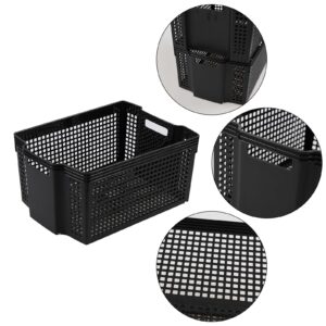 EudokkyNA 6 Pack Plastic Stackable Baskets, Large Plastic Basket Bins, Black