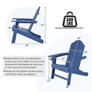 Giantex Adirondack Chair, HDPE All-Weather Patio Chair with Built-in Cup Holder, Outside Composite Chairs, Lawn Chair for Campfire, Deck, Garden, Yard, Balcony, Outdoor Fire Pit Chairs (4, Navy)