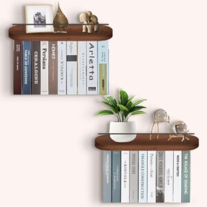 soleim floating bookshelves set of 2,wood hanging bookshelf,double storage unique wall bookshelf,upside down space saving unique wall bookshelf for home decor in bedroom, living room,study