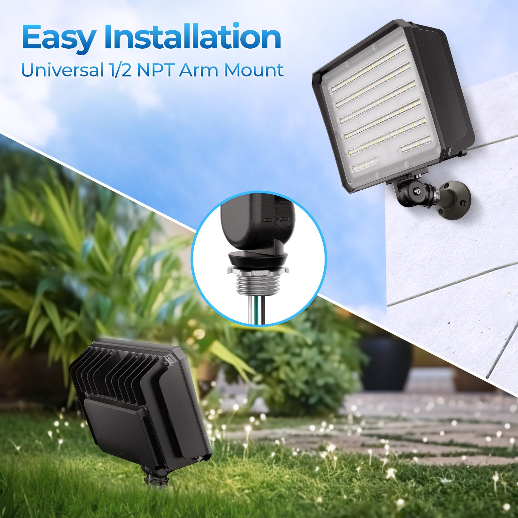 CINOTON 42W LED Barn Light and 100W Knuckle Mount LED Flood Light Outdoor 1 Pack