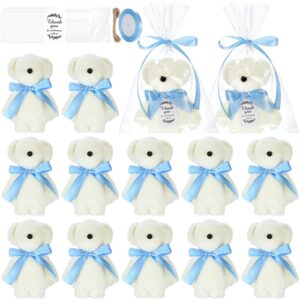 jellyarch 12 set towel bear gift with thank you tag cards bags for baby shower gifts cute bear towel with nose soft coral fleece hand towels bear for baby shower gender reveal party favors supplies