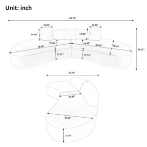 ChicFurnit Couch, Sectional Sofa, Modern Unique Curved Sectional Sofa Couch with 5 Seats, Comfy Couch for Living Room, Apartment & Office, Beige