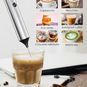 CIRCLE JOY Powerful Milk Frother Handheld with 3-Speed, Coffee Frother Wand Rechargeable Mini Drink Mixer with 2 Stainless Steel Whisk for Matcha, Hot Chocolate, Cappuccino,& Egg Mini Frother