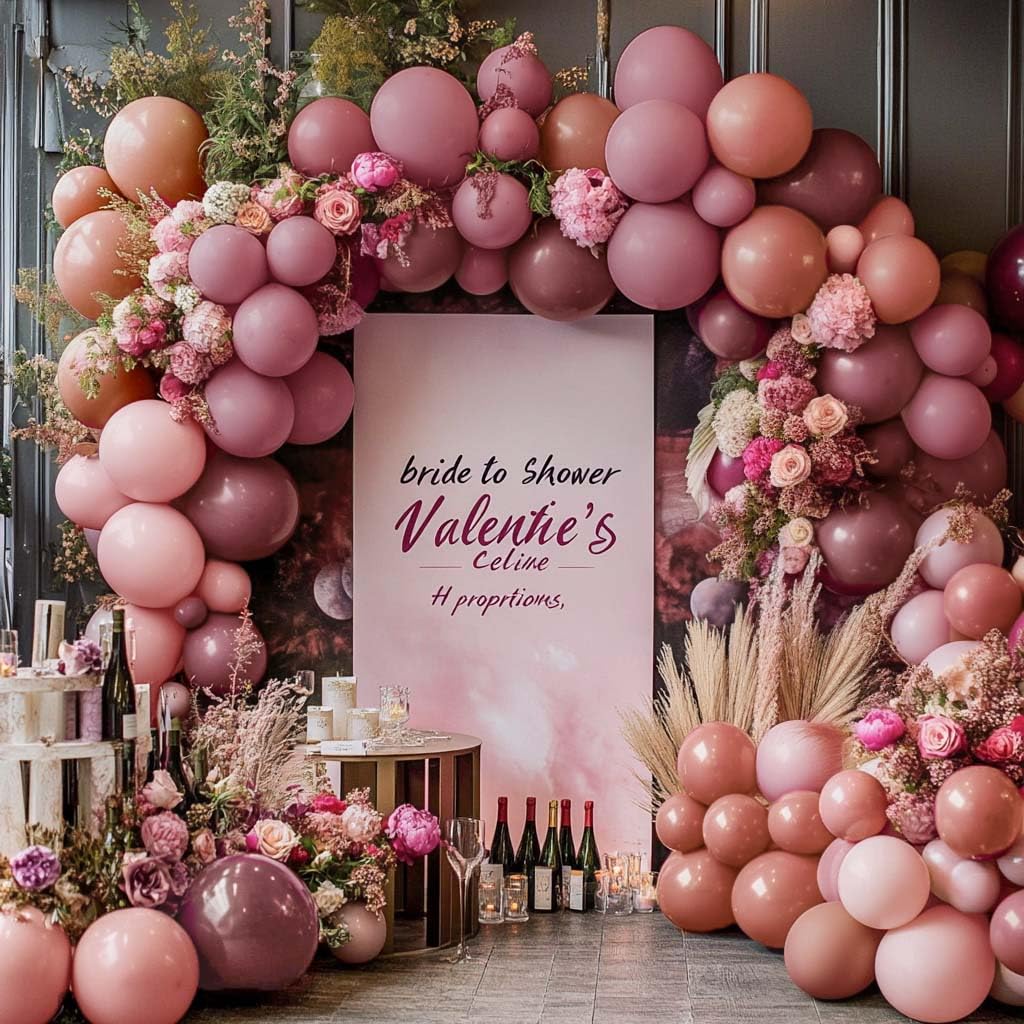 Pink Balloon Garland - Dusty Rose Pink Balloons Mauve Balloon Arch Double Stuffed Balloons For Boho Birthday Baby Shower Bachelorette Bridal Shower Party Decorations