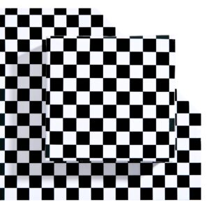 sikiweiter checkred flag wrapping paper, 3 large sheets race car wrapping paper for boys girls, 27.6 x 39.4 inches per sheet(race car)