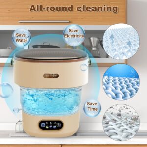 SWOJG Portable Washing Machine 15L with Spin Dry, Small Compact Washer, Lavadora Portatil with 3 Modes Deep Cleaning for Underwear, Baby Clothes, Socks, Apartment, Dorm RV Camping Travel Laundry