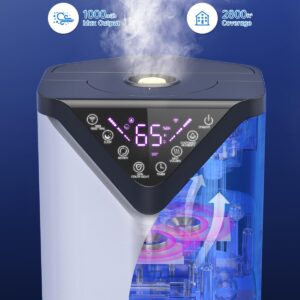 19L/5Gal Large Humidifiers for Bedroom 2800 sq ft, Quiet Humidifiers for Large Room, Floor Humidifier with 3 Mist Mode & Auto 180°Mist Tube for Home Whole House School Office Commercial Plants