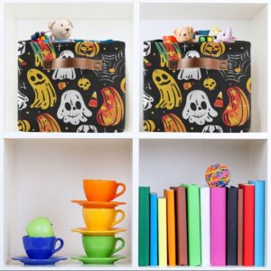 Storage Basket Halloween Background Large Collapsible Storage Baskets Bins with Handles Cube Laundry Organizer for Nursery Home Office Pantry