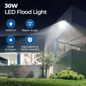 CINOTON 42W LED Barn Light and 30W Dusk Till Dawn LED Flood Light Outdoor